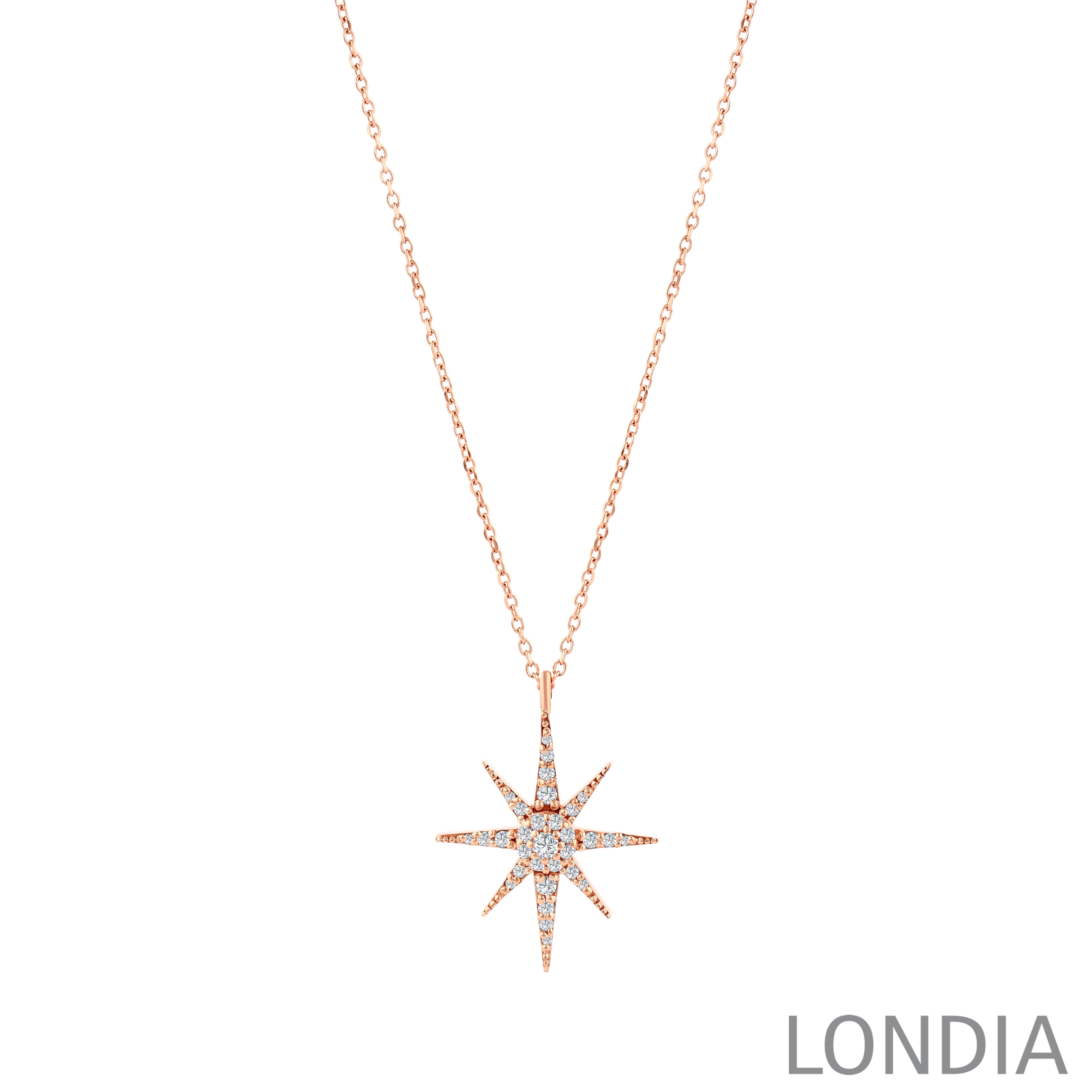 0.17 ct. Diamond Star Design Necklace 14k Fine Gold – Londia Jewelry