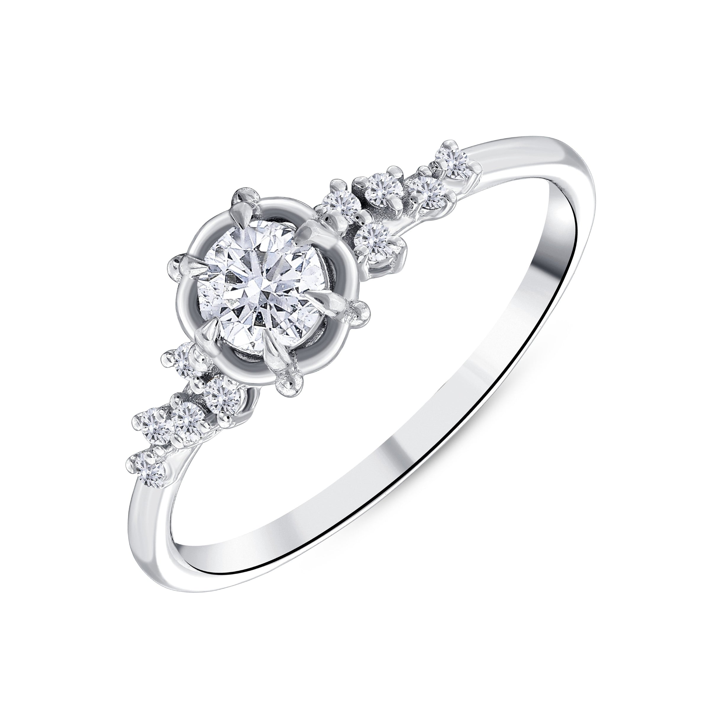 0.35 Ct. Natural Round Cut Diamond Vintage Design ''Magnolia'' Ring in ...
