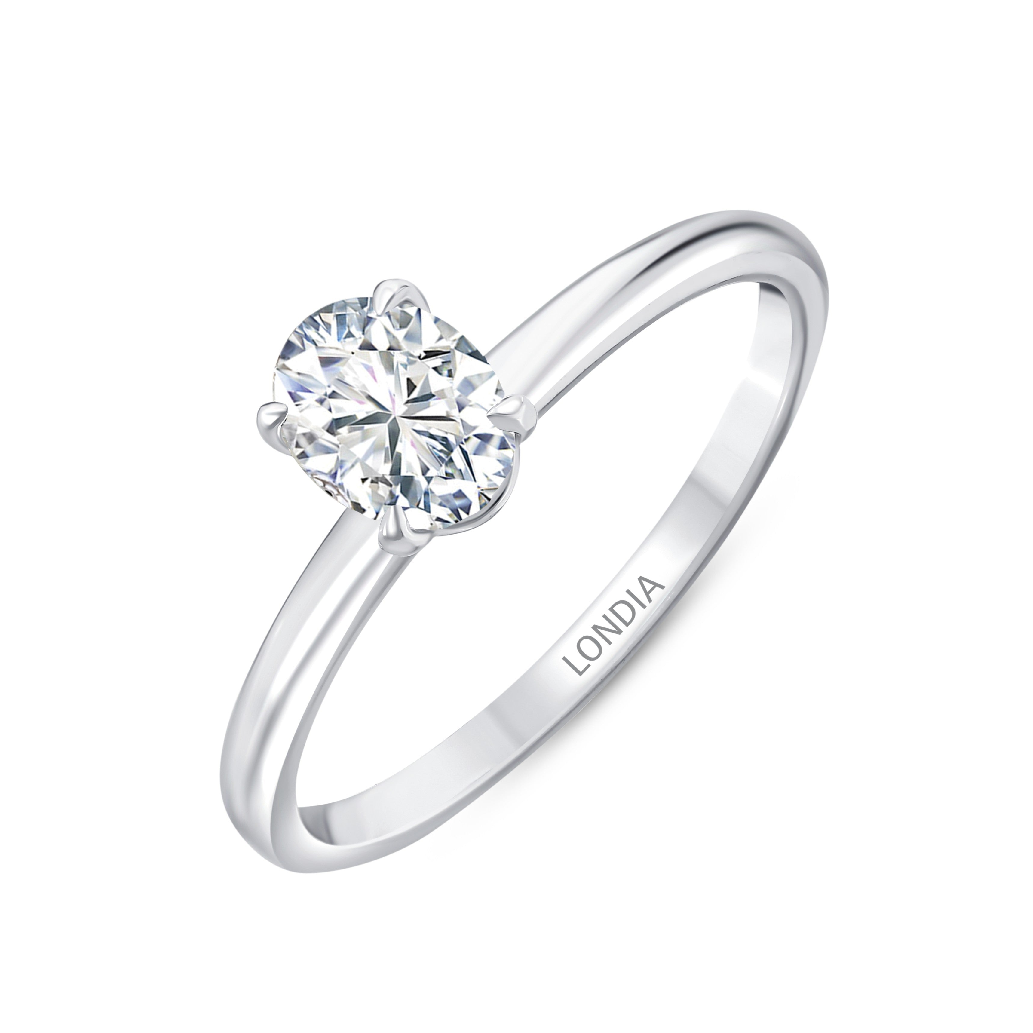 0.70 Ct. Natural Diamond Oval Solitaire ''Modern'' Ring in 14K Gold ...