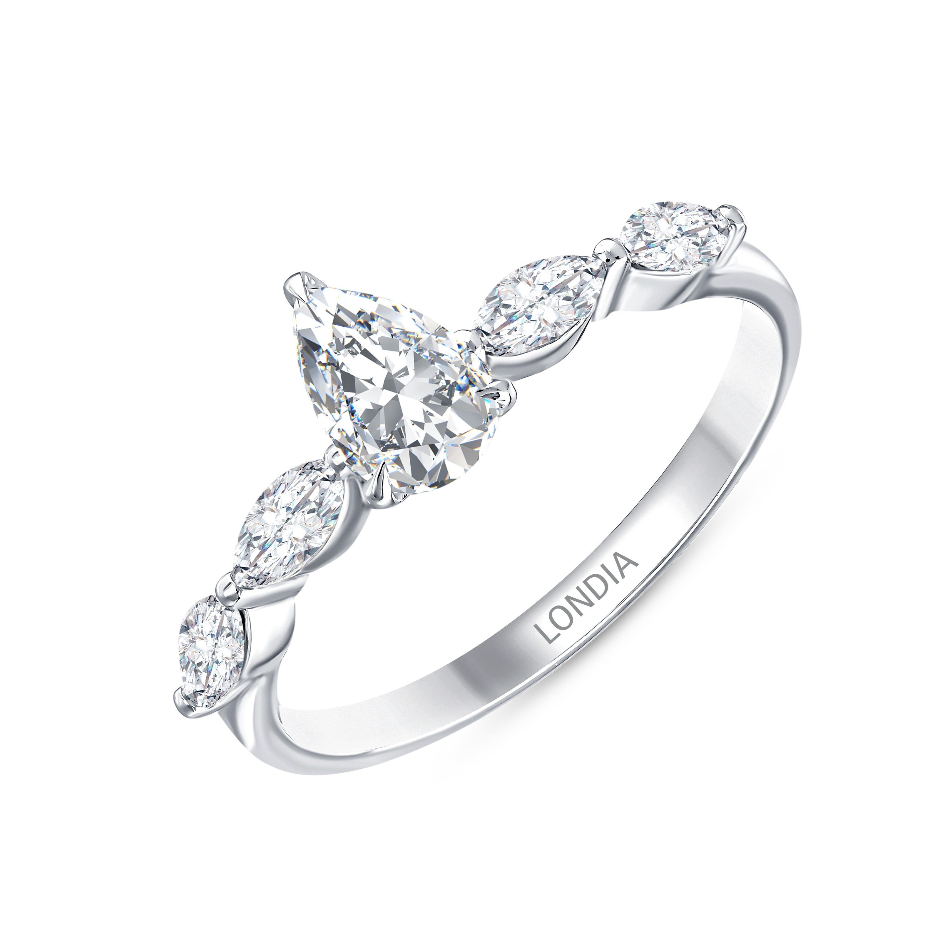 0.85 Ct. Natural Pear Diamond Solitaire ''Modern'' Ring in 14K Gold ...