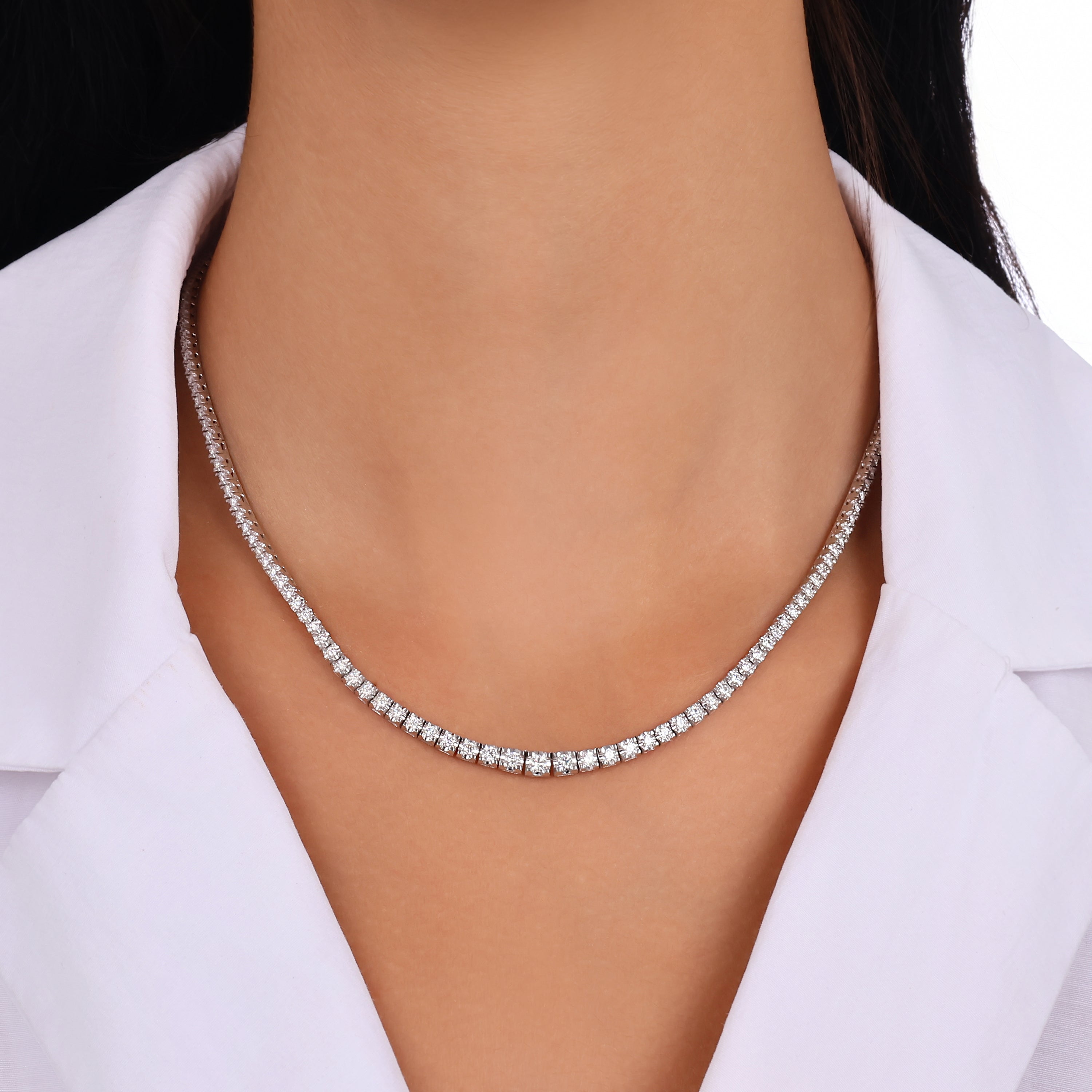 2.60 CTW Diamond Clair Design Graduated Tennis Necklace 14k Fine Gold ...